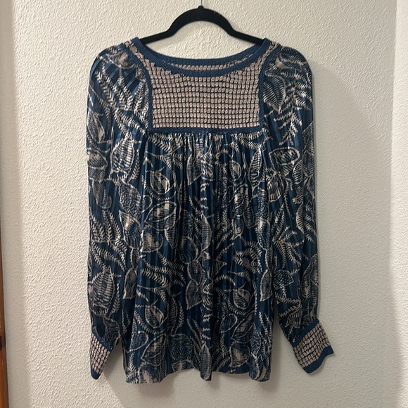 BCBGMaxAzria | Tops | Bcbg Max Azria Silk Blouse With Crocheted Yolk ...